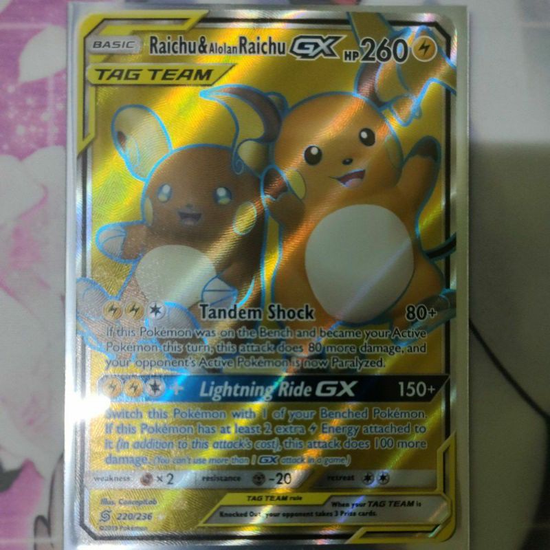 PTCG Sun and Moon:Unified Minds Raichu and Alolan Raichu GX | Shopee ...