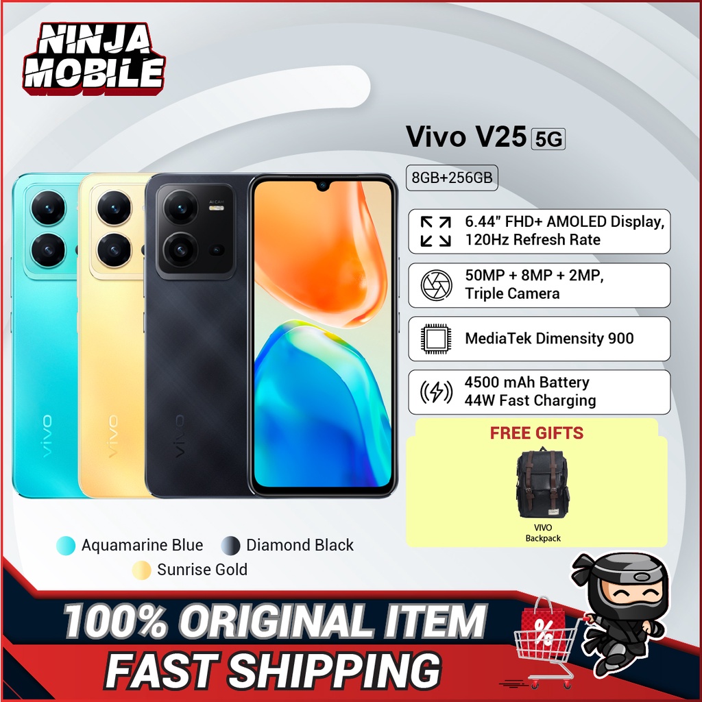 Vivo V25 5G (8GB+256GB) Original 1 Year Vivo Malaysia Warranty + Free Gift | Shopee Malaysia