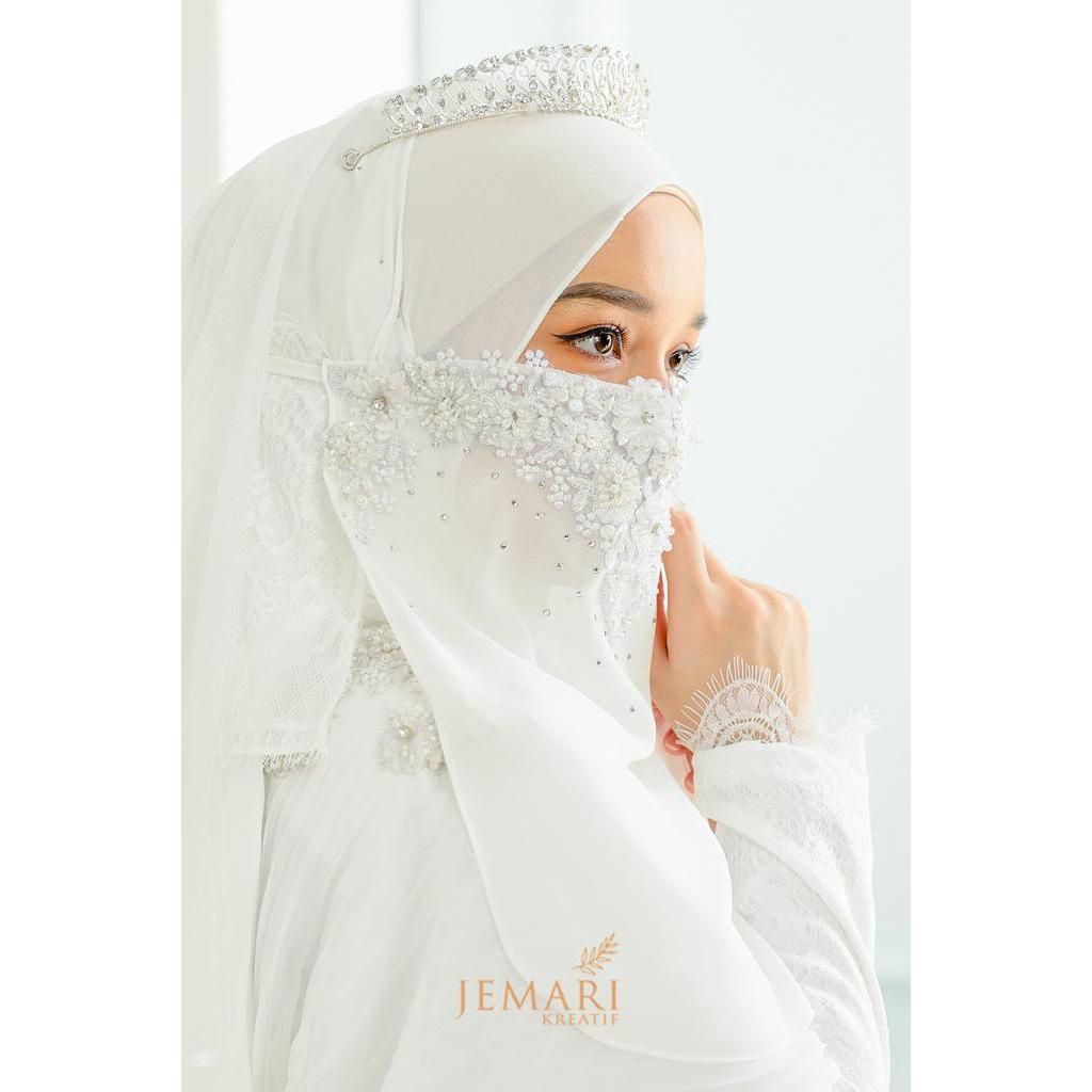 Bridal Niqab - French Lace (Offwhite) purdah kahwin purdah french lace ...