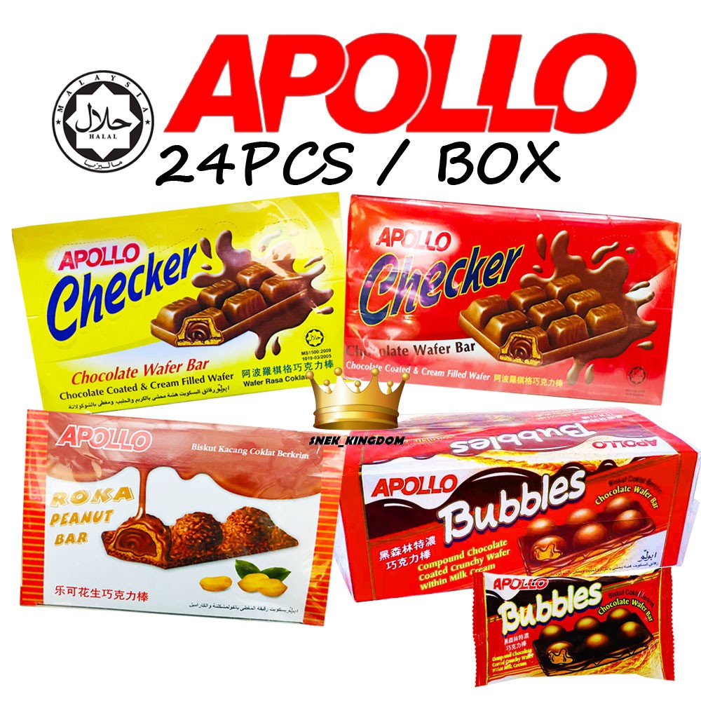 Apollo Chocolate Bubbles Bar Checker Roka Peanut Bar Halal Crunchy ...