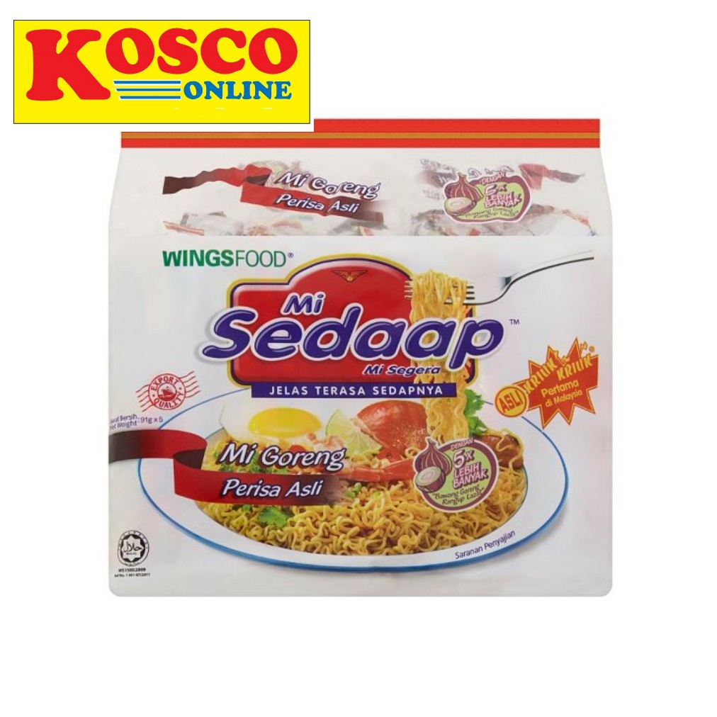 WingsFood Mi Sedaap Mi Goreng Original Flavour Instant Noodles 5 x 91g ...