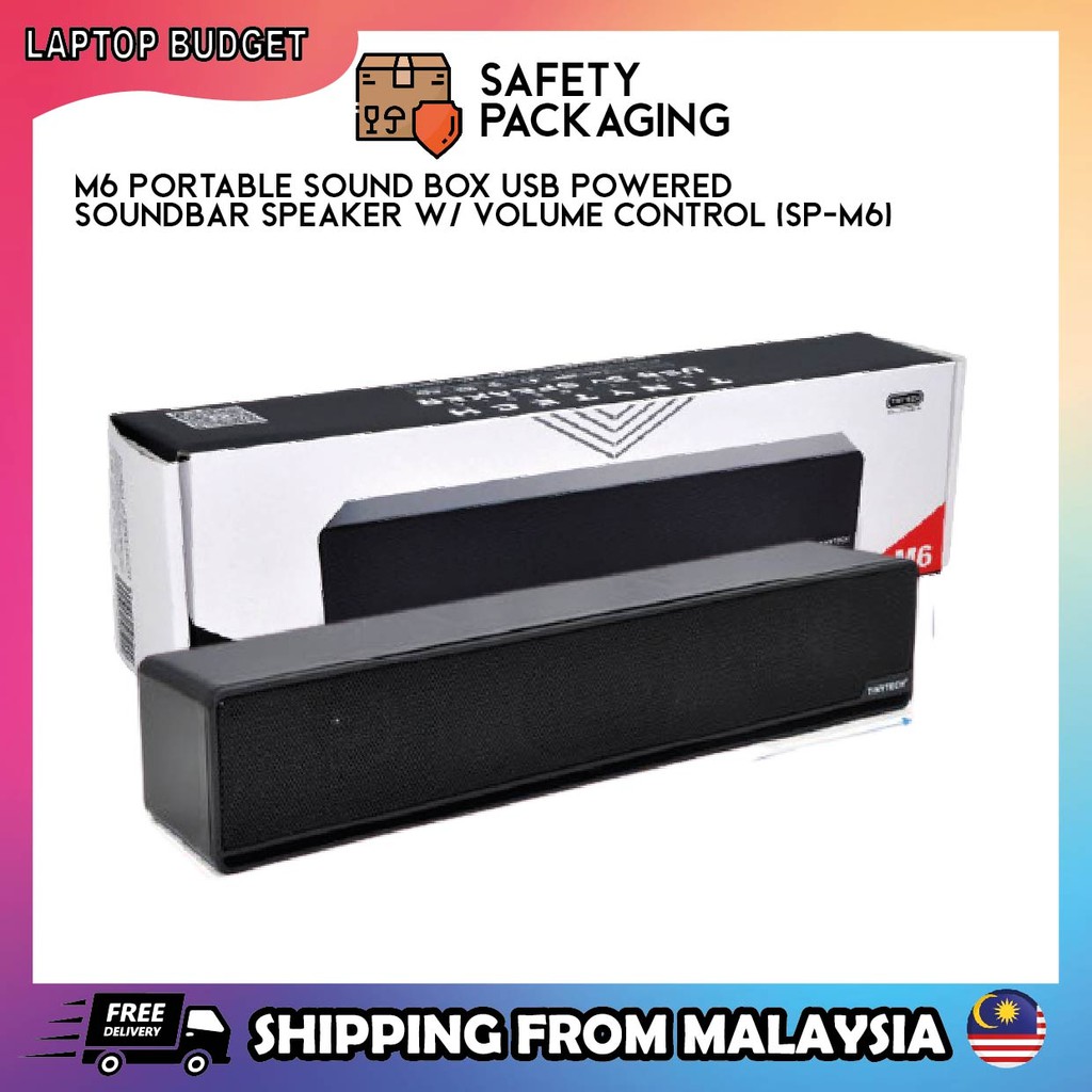ORIGINAL M6 PORTABLE SOUND BOX USB POWERED SOUNDBAR SPEAKER W/ VOLUME CONTROL (SP-M6) | Shopee ...