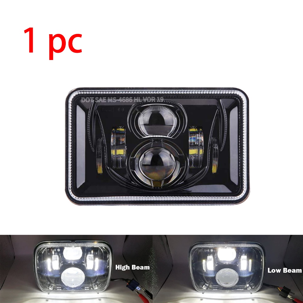 Super Bright 4x6" Inch LED Headlights Hi/Lo Beam with White Amber DRL ...
