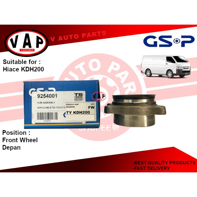 Toyota Hiace KDH200 Front Wheel Bearing 9254001 (GSP) FW BRG With Hub ...