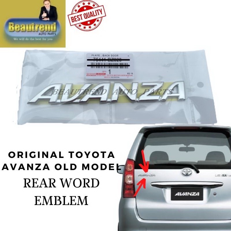 Original Toyota AVANZA Model Rear Word Emblem Logo Badge Lambang ...