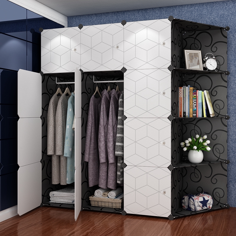 *INITURE* WHITE BLACK 12C DIY Rack Storage Cabinet Wardrobe Corner Rack ...