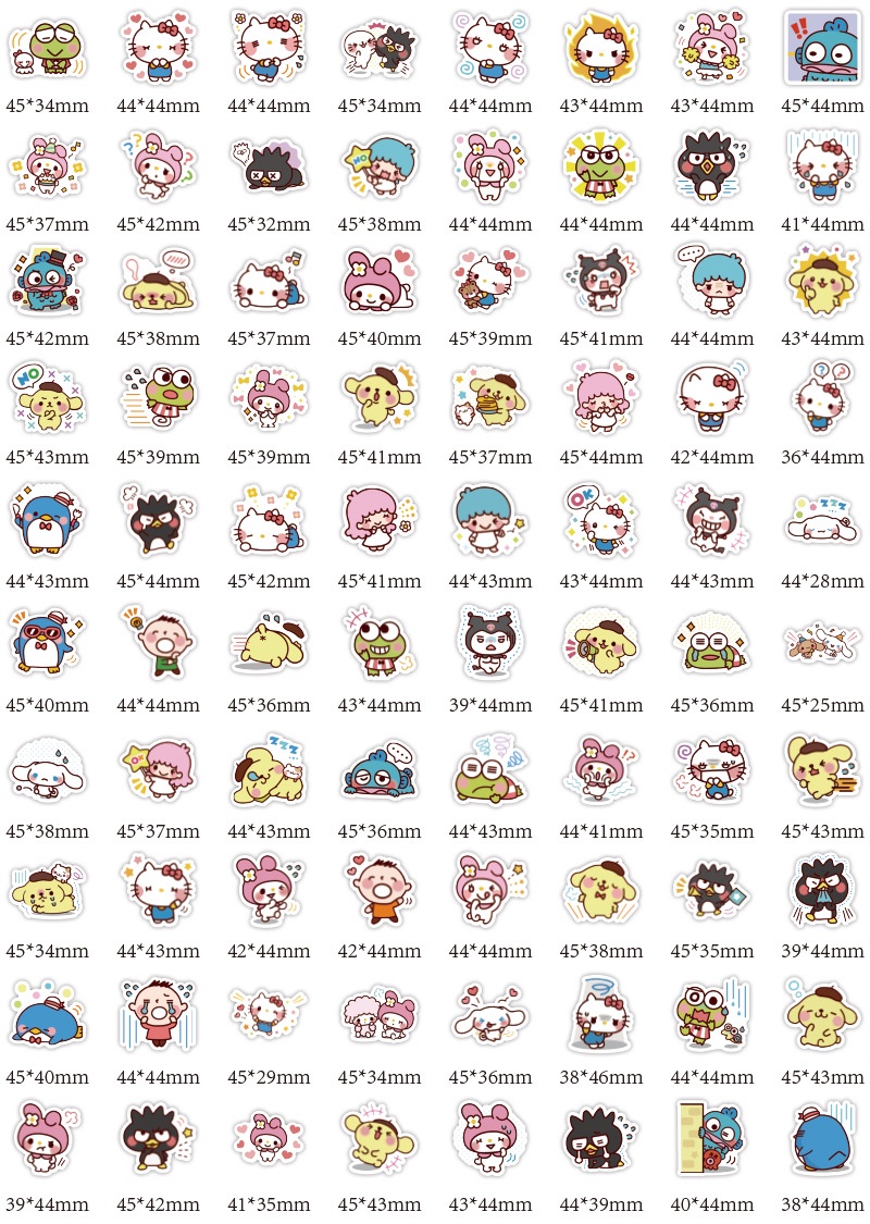 Cute Cartoon Sanrio Characters Die Cut Deco Stickers Pack DIY ...