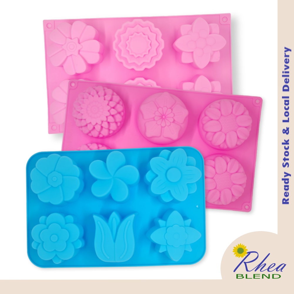 6 Cavity Flower Silicone Mould Jelly Soap Mold Candle Moon Cake Acuan ...