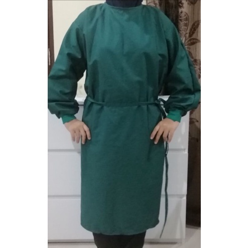 surgical gown apron (plain cotton poplin forest green) | Shopee Malaysia