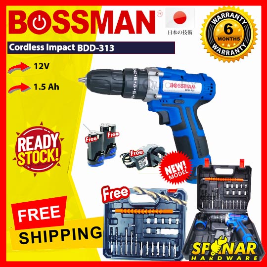 🔥Ready Stock🔥BOSSMAN BDD-313/BDD313 Cordless Impact 12V Drill with ...