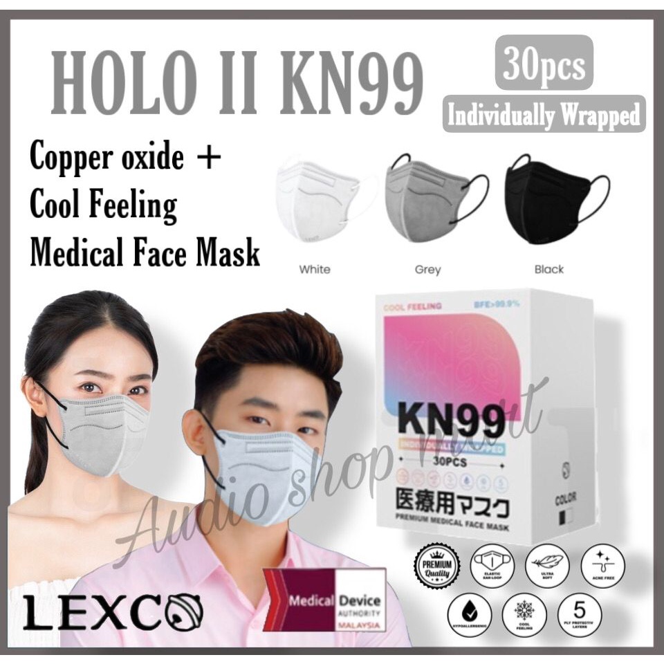 LEXCO KN99 HOLO ll Cool Feeling Ultra Thin Medical Face Mask 5ply/30 pcs/Wrap individually ...