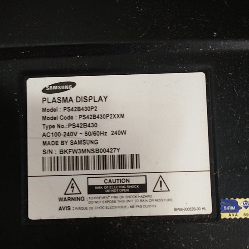 🇲🇾Samsung Plasma TV PS42B430P2 Power Board P0942A BN44-00273D Main ...