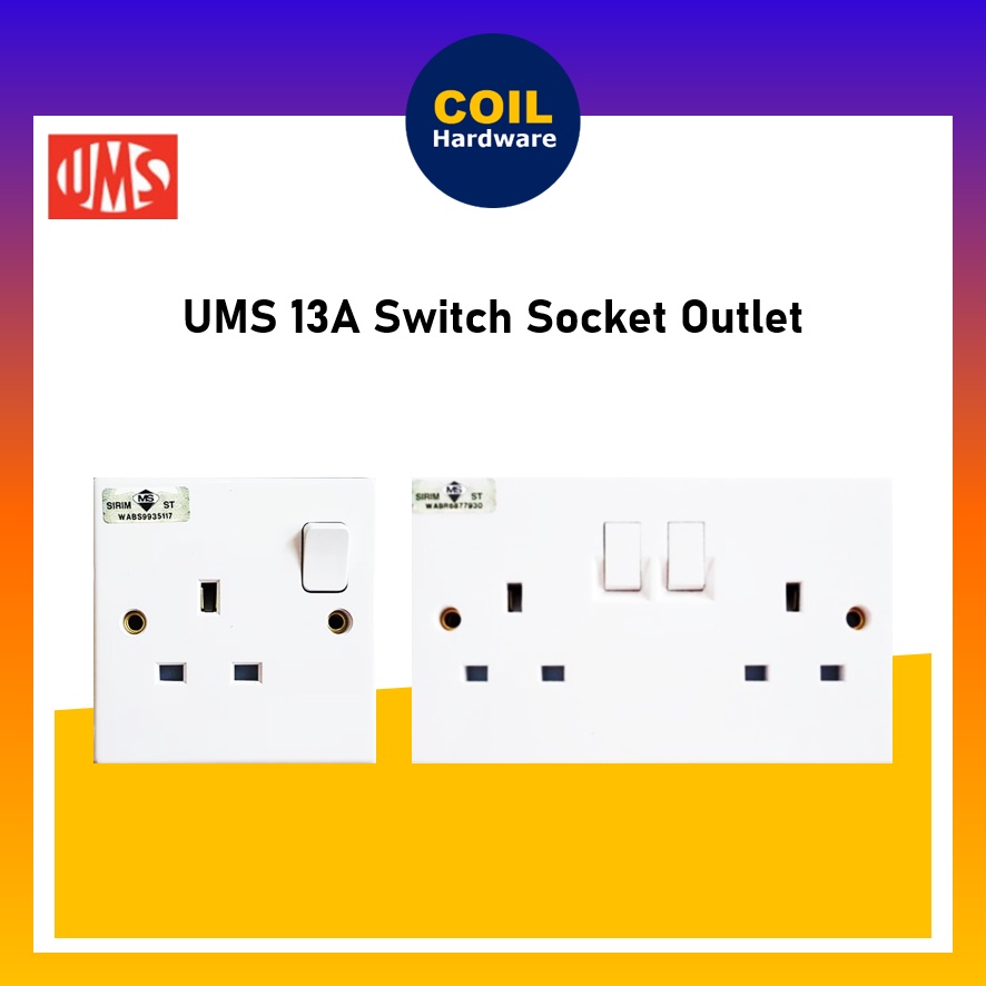 🔌UMS 1 Gang 2 Gang 3 Pin 13A 250V 3 Pin Switch Socket Outlet [13A ...