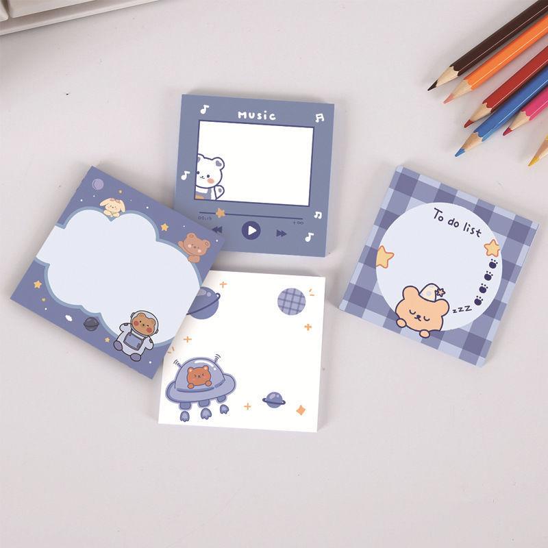 Korean ins Style Cute Cartoon Blue Bear Post-it Notes Student Memo ...