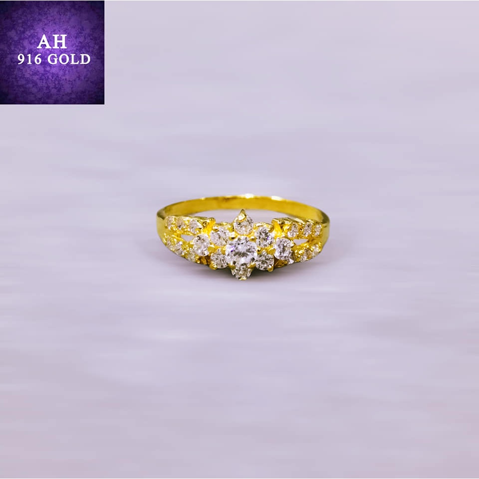 Cincin Tunang Emas 916 Size 14/Merisik/Kahwini/Nikah/Engagement Ring ...