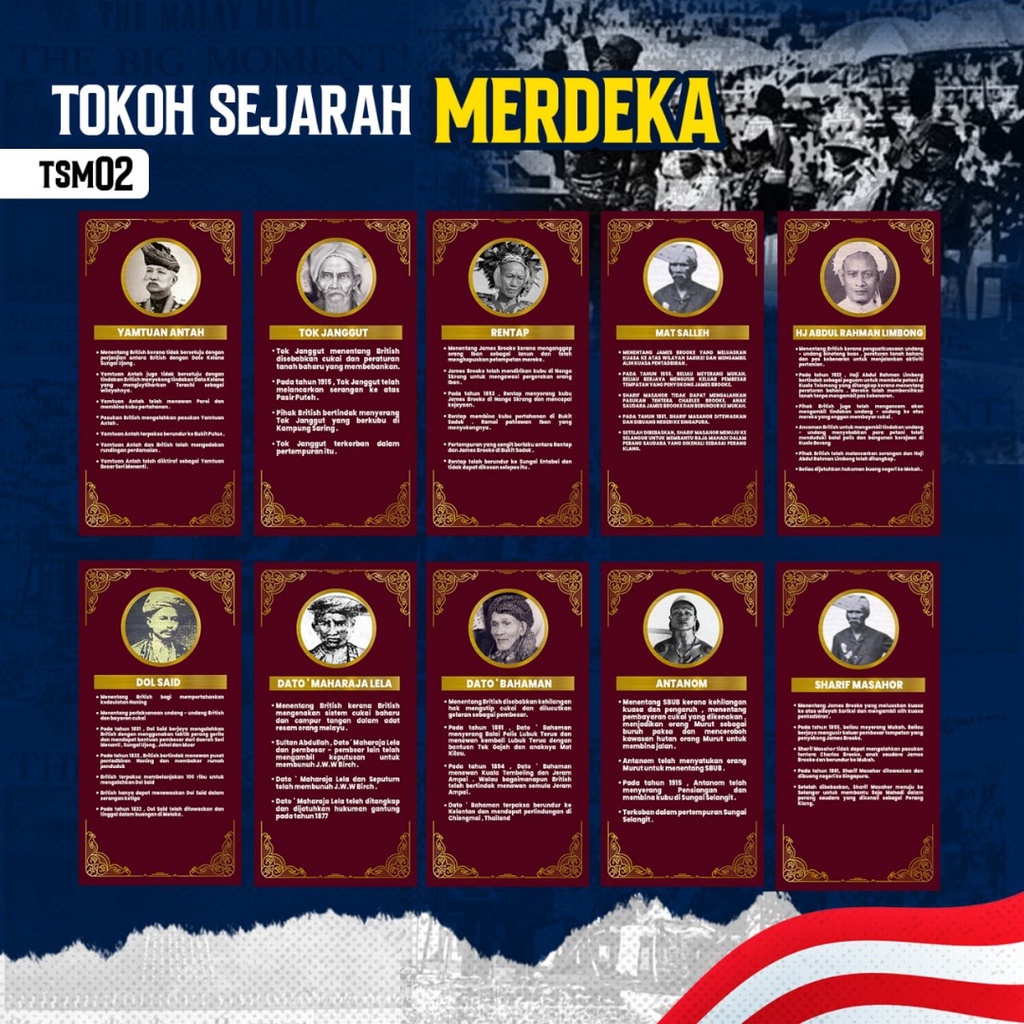 BANNER SET TOKOH SEJARAH MERDEKA SAIZ 1X2 KAKI (10PCS) | Shopee Malaysia