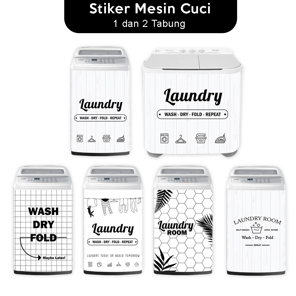 MESIN PUTIH HITAM 1 and 2 tube washing machine stickers with minimalist ...