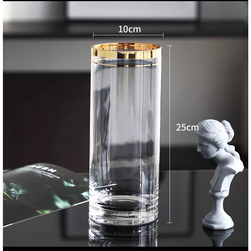 Flower vase, luxurious gold-rimmed glass flower vase_BH1002 | Shopee ...