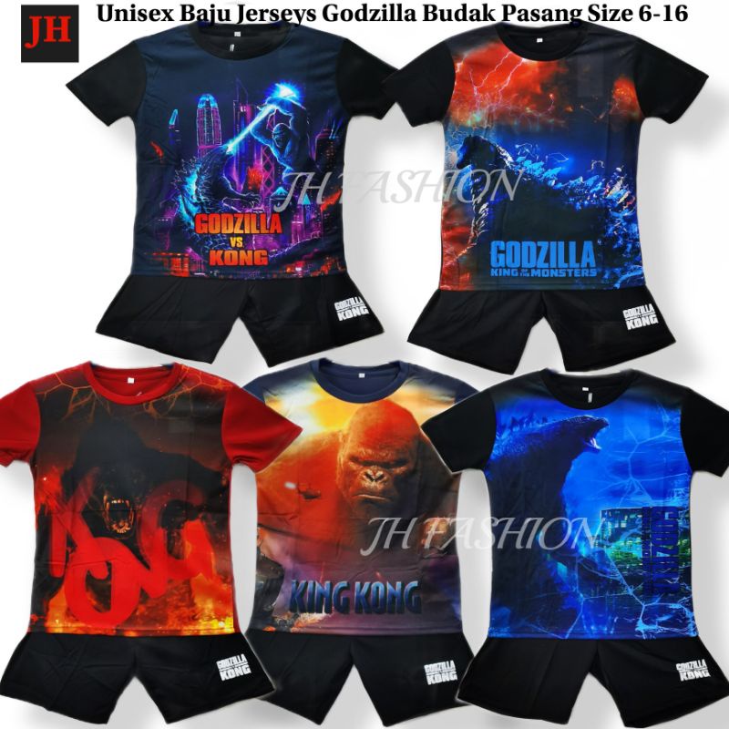🔥READY STOCK 🔥UNISEX BAJU JERSEY GODZILLA BUDAK PASANG SIZE 6-16 ...