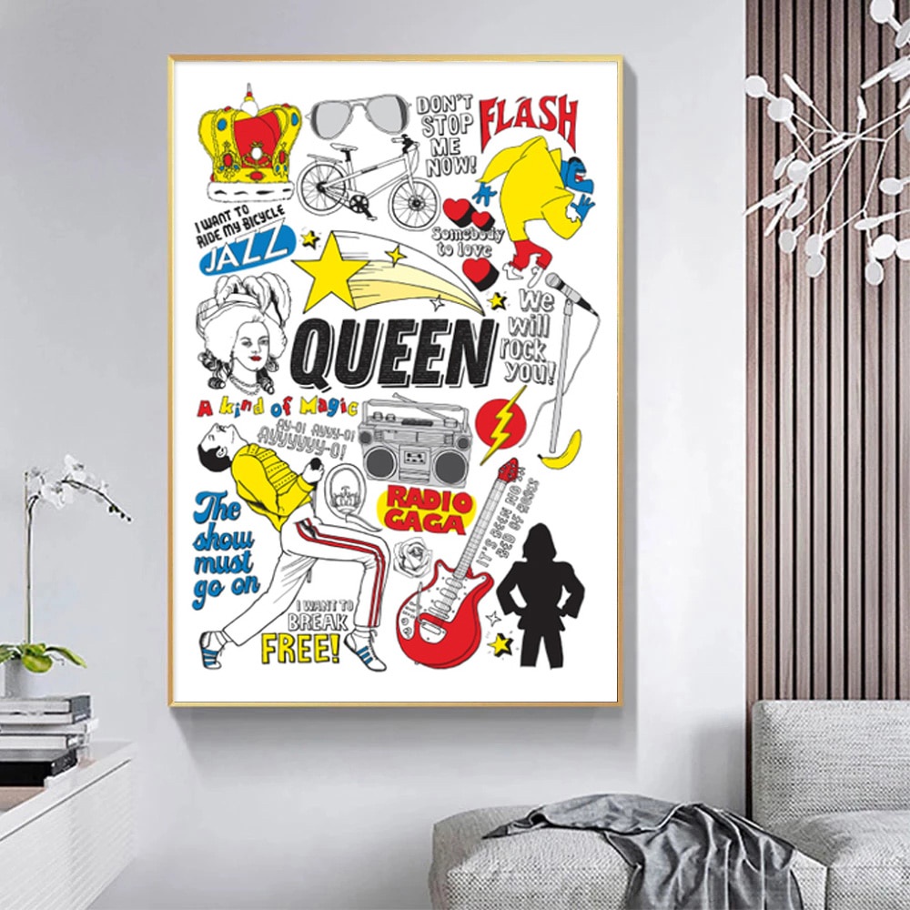 Abstract Oasis Queen Band Poster and Prints British Rock Song Lyrics ...