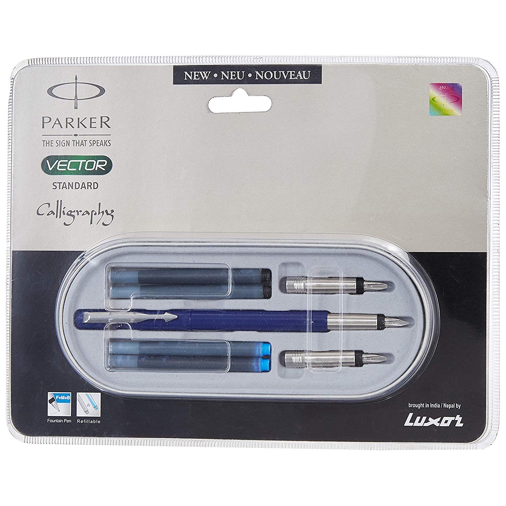 Parker Vector Standard Calligraphy CT Fountain Pen (Blue) | Shopee Malaysia