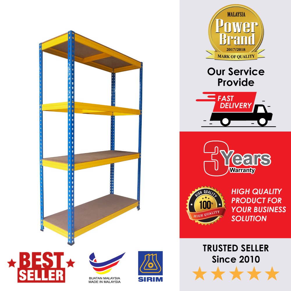 Boltless Rack Shelf Shelves 300X1800MM with Rubber Shoe C/W 4 Level ...