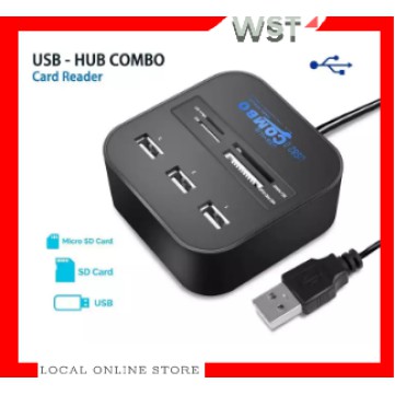 USB Hub 2.0 480Mbps USB Combo Card Reader All in One Multi USB Splitter ...
