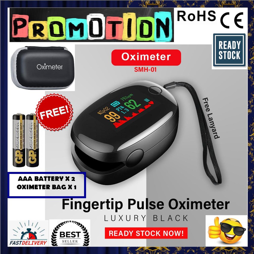 SMH-01 Portable Fingertip Pulse Oximeter Fast Spo2 Reading Oxygen Meter ...