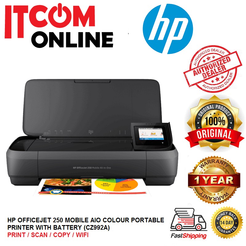 HP OFFICEJET 250 MOBILE AIO COLOUR PRINTER WITH BATTERY (CZ992A) P/S/C ...