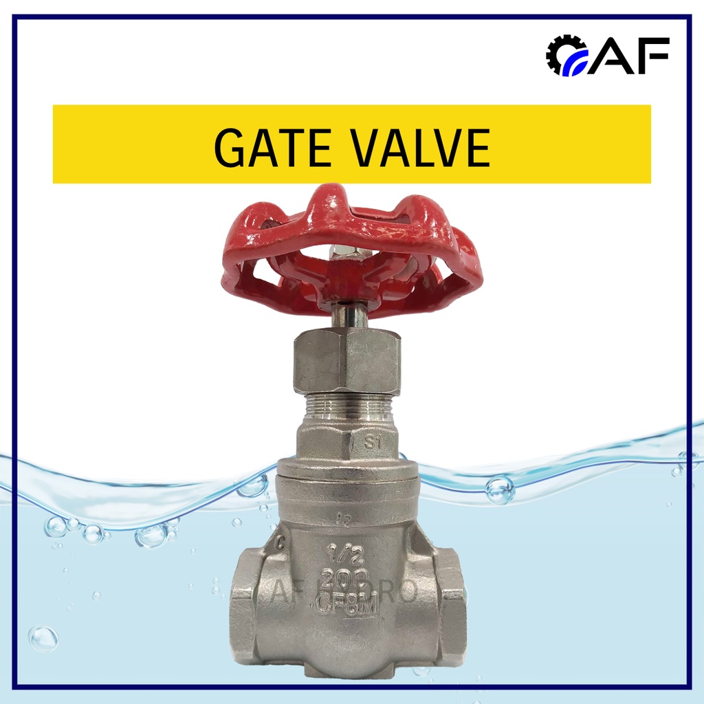 Stainless Steel Gate Valve, 1/2” to 2” Female Thread, 200 PSI Stop Fluid Flow Movement Solid ...