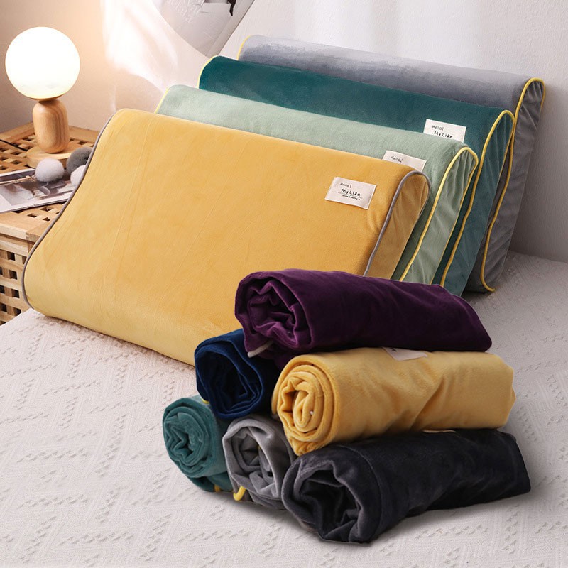 Winter Solid Color Velvet Sleeping Pillow Case Brief Style Pillowcases ...