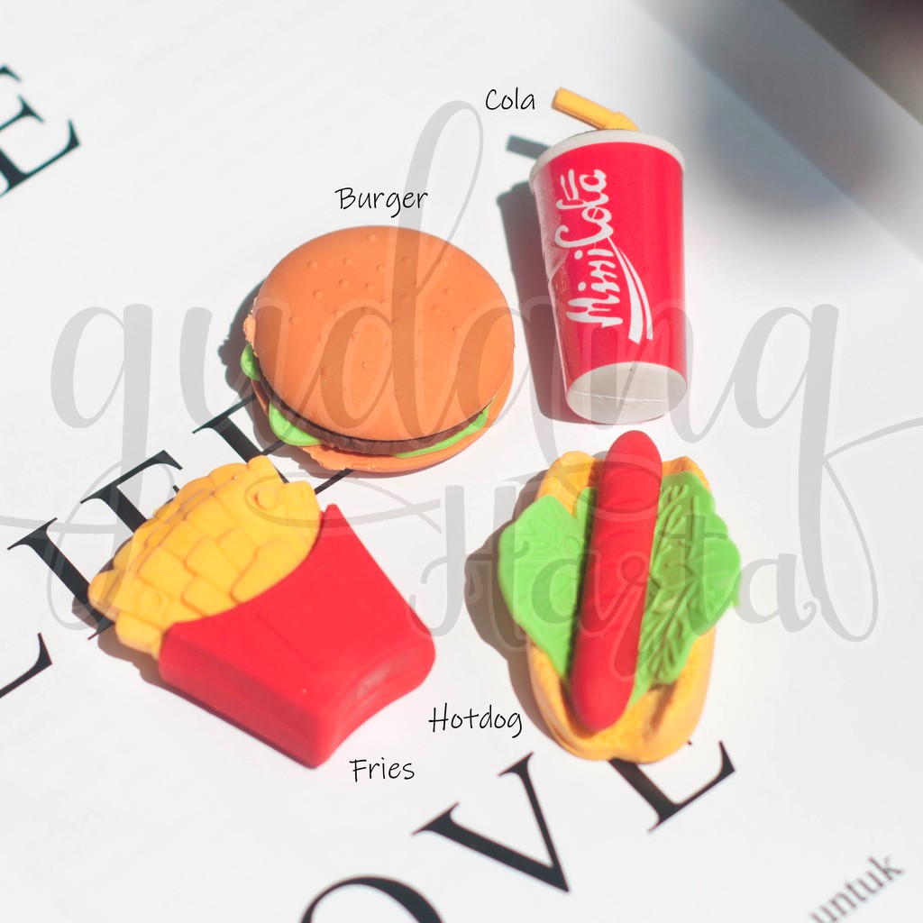 Burger Cola Coke Hotdog Eraser French Fries Fast Food Cute GH 304506 ...
