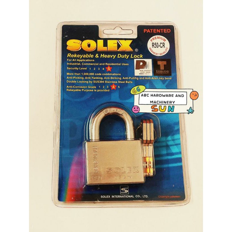 Solex Rekeyable & Heavy Duty Padlock - 50mm (Original) | Shopee Malaysia