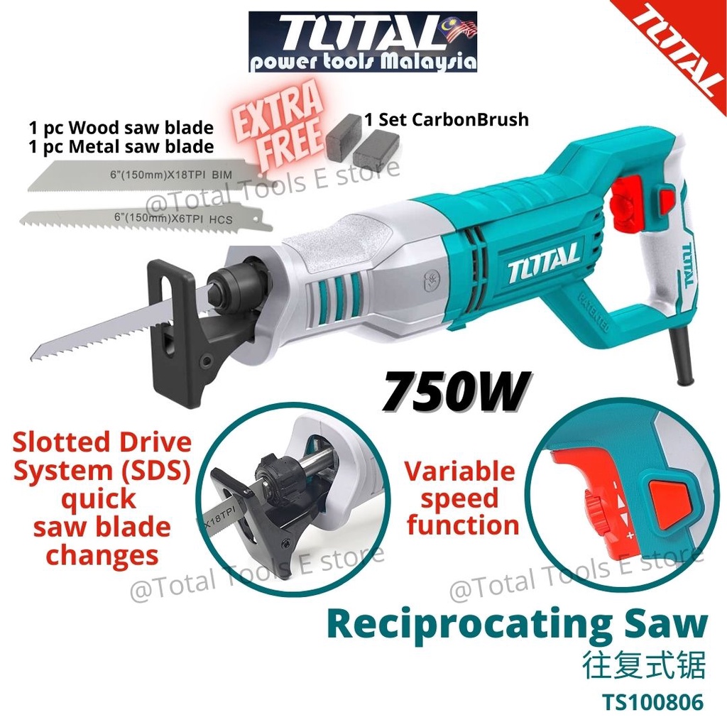TOTAL Reciprocating Saw 750W 往复式锯 - TS100806 | Shopee Malaysia