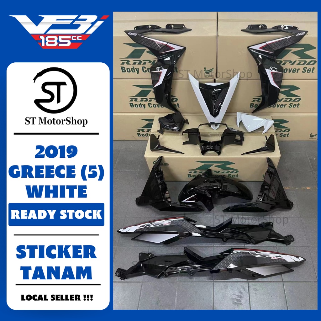 SYM VF3 V1 V2 V3 LE VF3I-185 2019 GREECE (5) WHITE COVER SET (STICKER ...