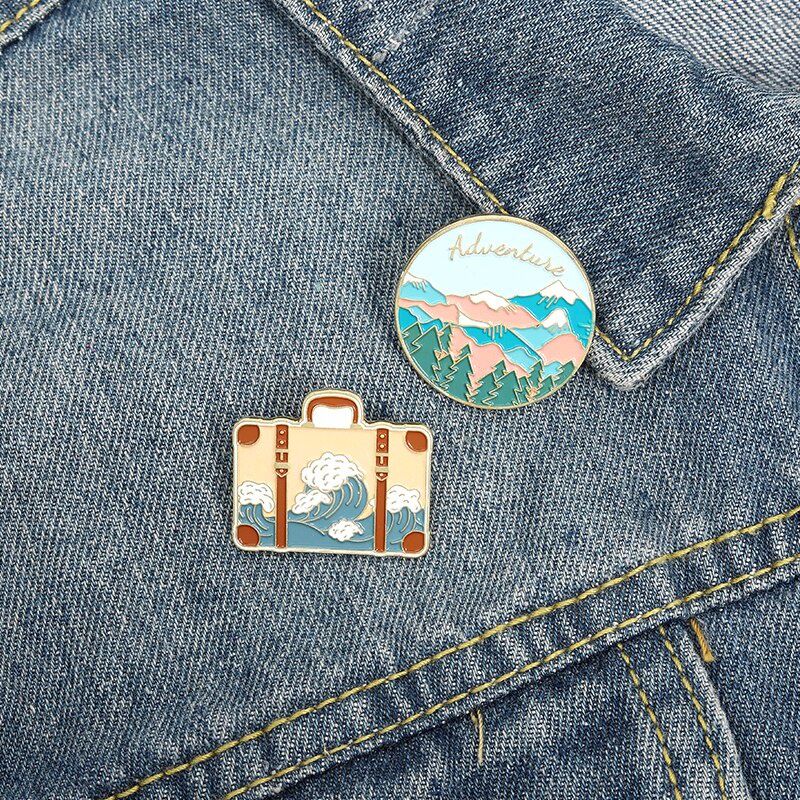 Cartoon Outdoors Adventure Enamel Pins Travel Brooches Collection ...