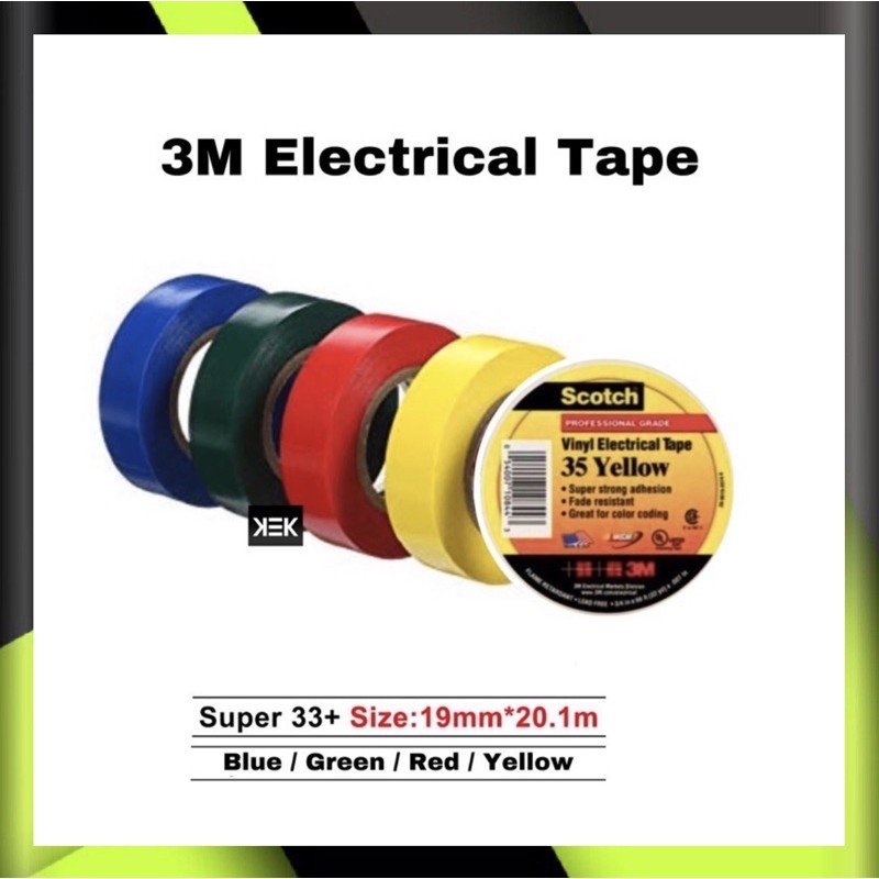 #3M 35 Scotch Vinyl #Electrical Tape 19mm x 20m (Blue/Green /Red ...