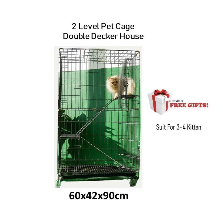 Pet Cage 2304L Cat Cage Cat Cages Sangkar Kucing 2 Tier 2 Tingkat 60cm ...