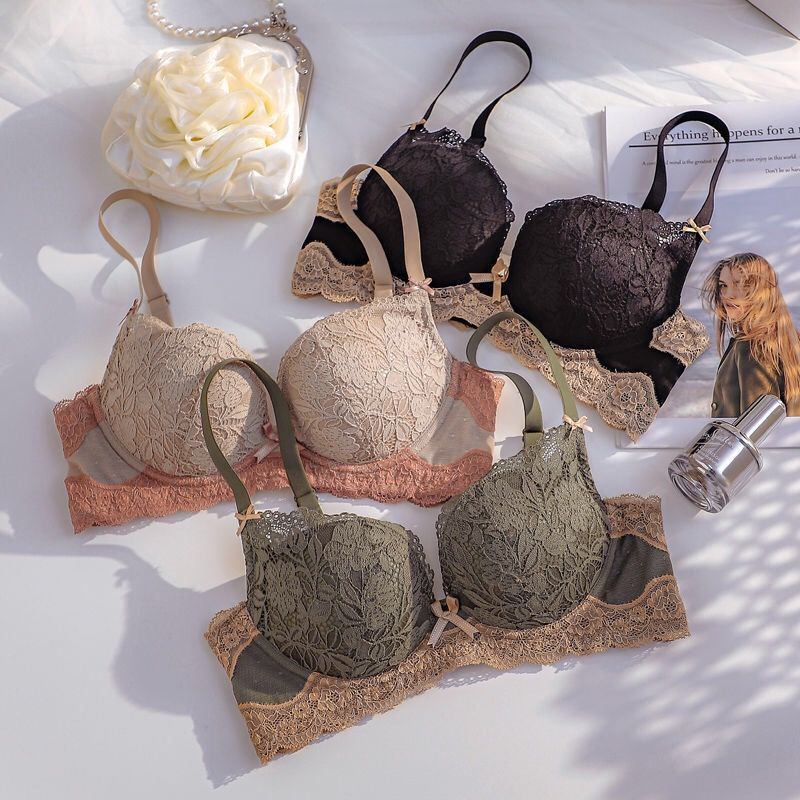 Latex underwear women wireless small chest push up bra adjusted sexy ...