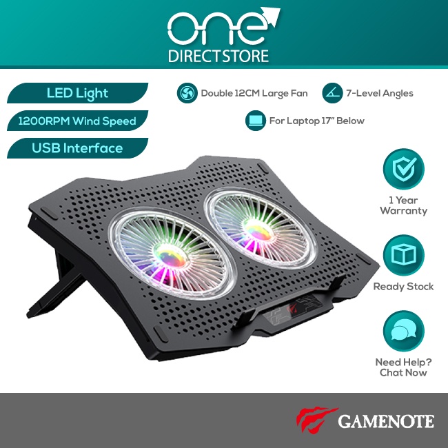 GAMENOTE F2072 LED Light Gaming Cooler Pad with 2 Fan & 2 USB Ports for ...