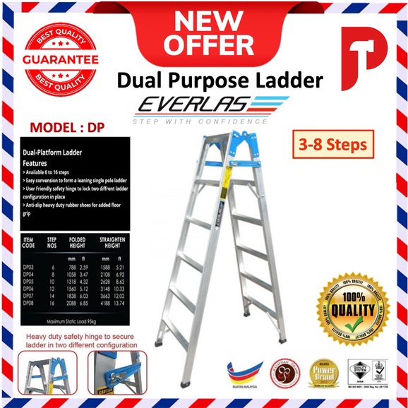 EVERLAS DP LADDER 🔥 Ready Stocks 🔥 DUAL PURPOSE LADDER (3-8Steps ...