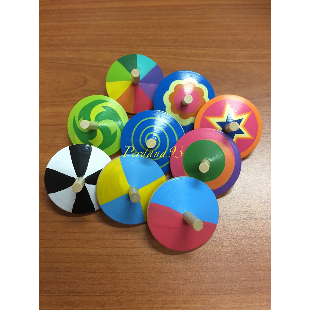 Gasing Kayu/ Wooden Spinning Top Different Styles & Color Mixing 1 Pc ...