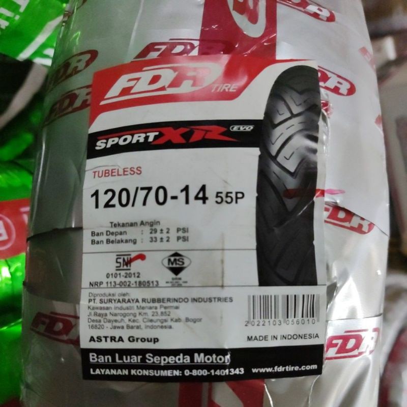 TAYAR SKUTER FDR SPORT XR EVO 80/80-14 > 140/70-14 TL (2020) (NVX ...