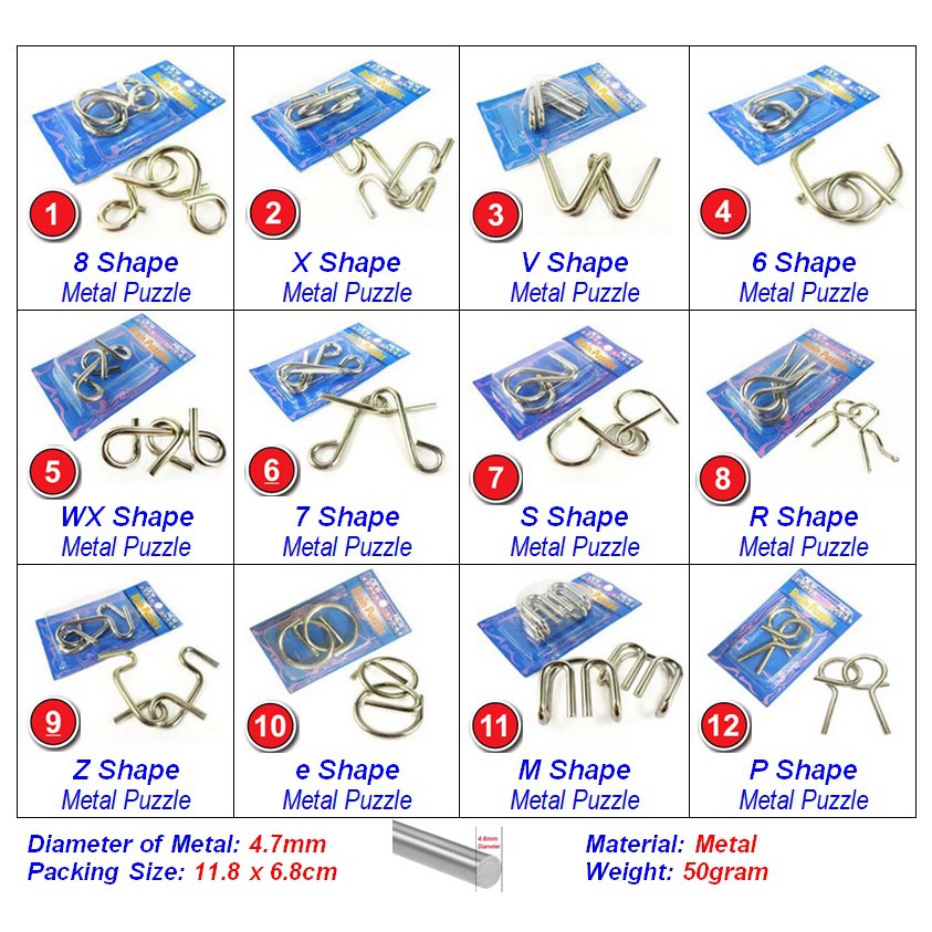 [Ready Stock in KL] Strong Metal iQ Puzzle, Metal Wire Puzzle Game IQ ...