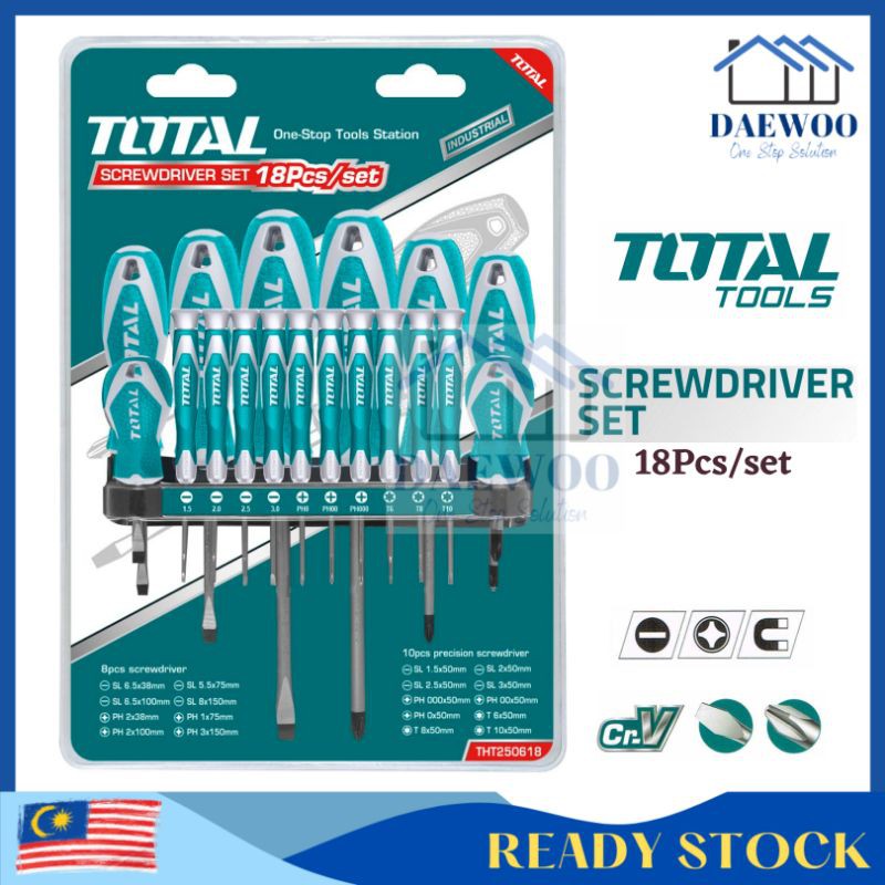 TOTAL Screwdriver Set 18pcs Precision Screwdriver THT250618 | Shopee ...