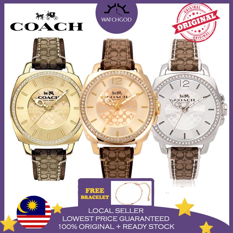 [100% Original & Free Bracelet] Coach Mini Boyfriend Signature Ladies ...