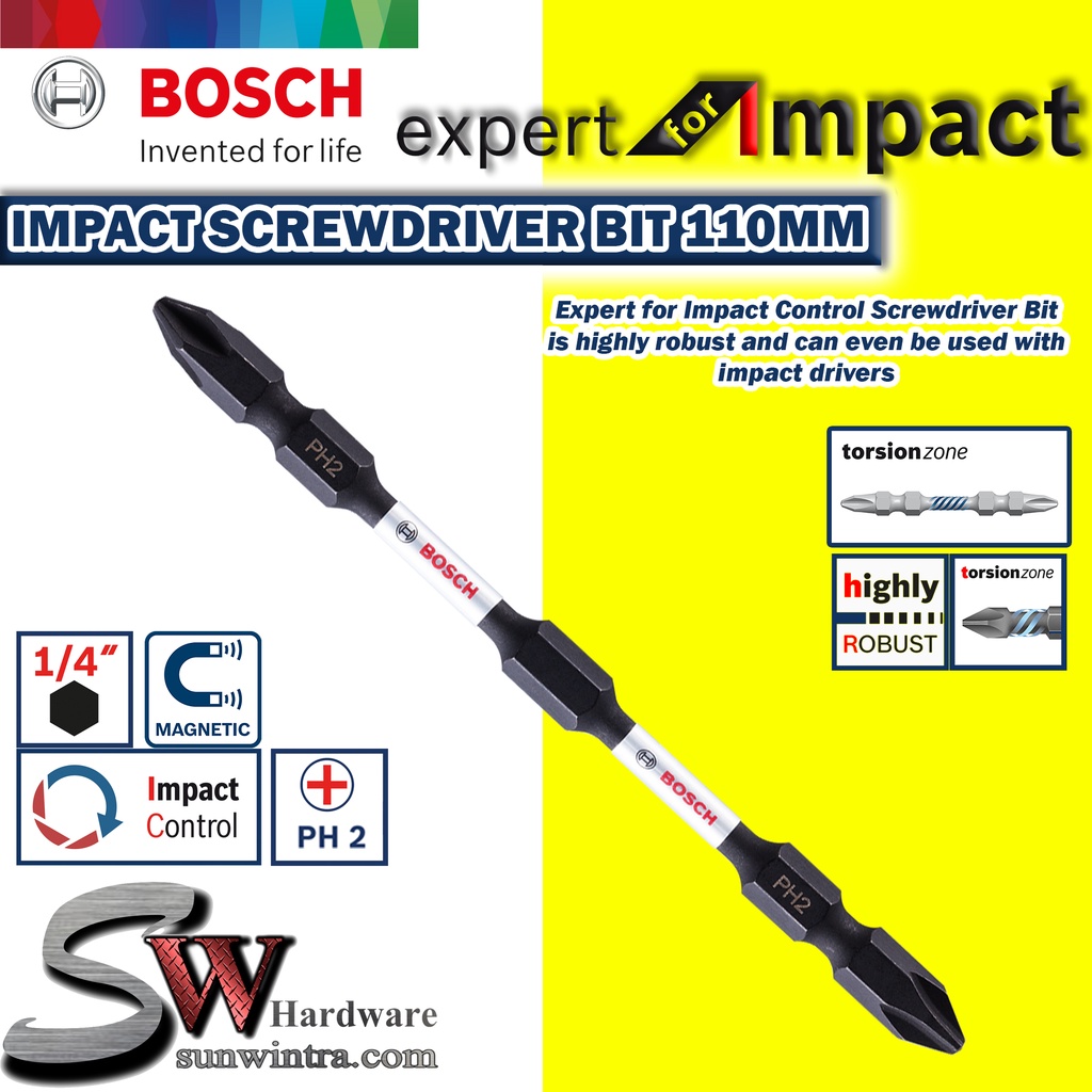 Bosch Impact Screwdriver Bit Double End Bit PH2 x 110MM #2608522406 | Shopee Malaysia