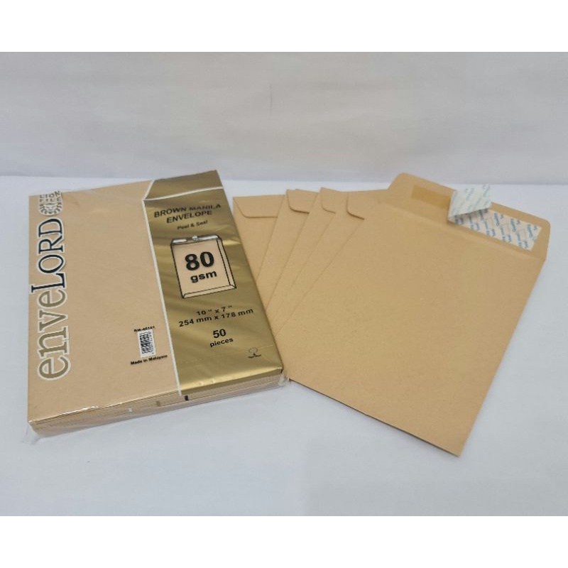 B5 Envelope Brown 80gsm 7"X 10" (178mmX254mm) Peal & Seal (25pcs/50pcs ...