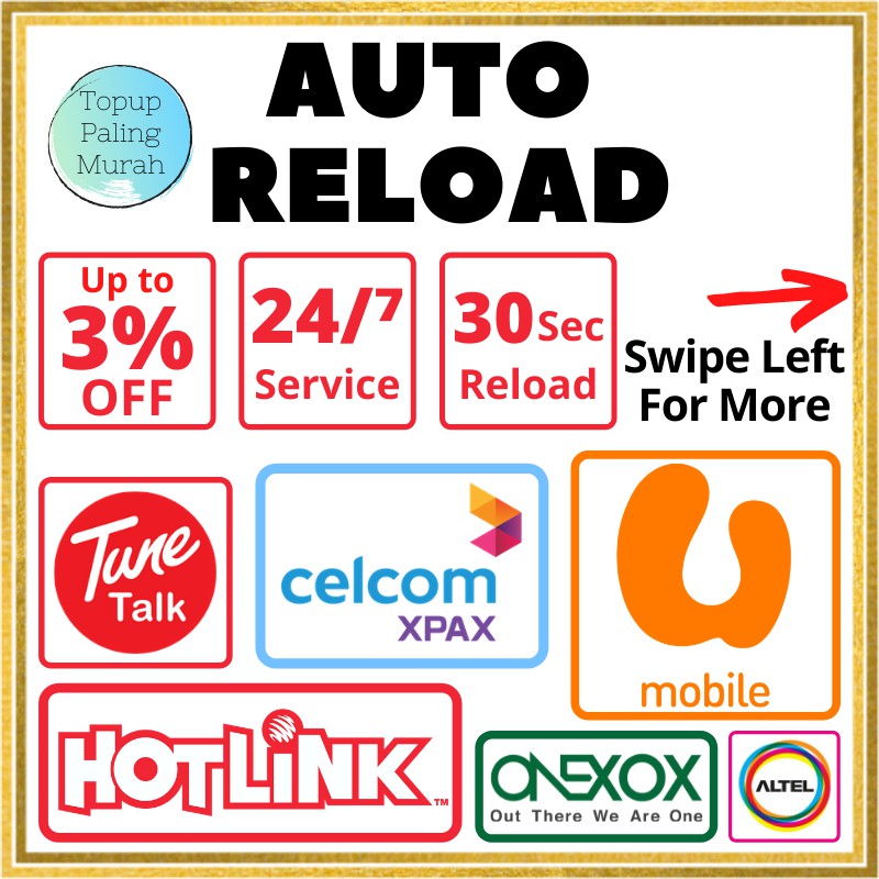 Automatic PREPAID TOPUP FOR UMOBILE CELCOM TUNETALK MAXIS ALTEL HOTLINK XPAX XOX & AUTO RELOAD U ...