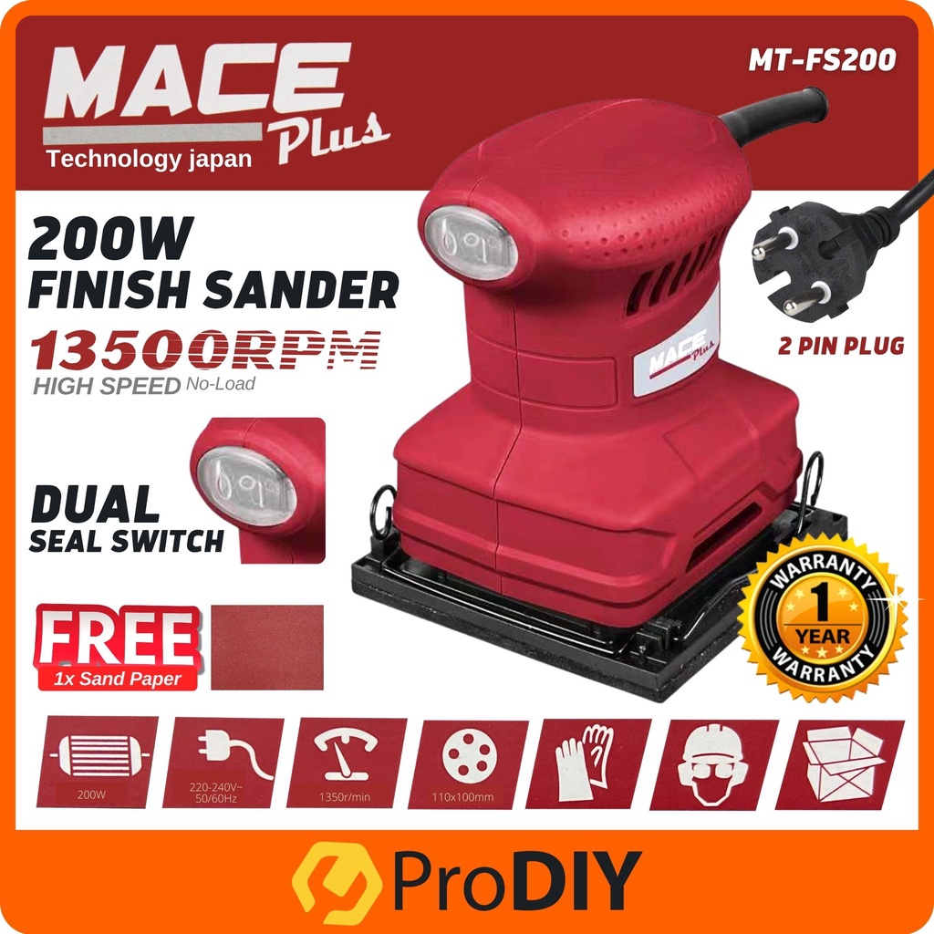 MACE MT-FS200 Finishing Sander 200W Orbital Sander Palm Machine ...